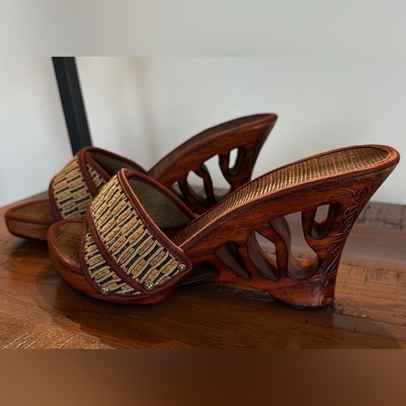 Shoes | Balinese Carved Wood Slides Sandals | Poshmark
